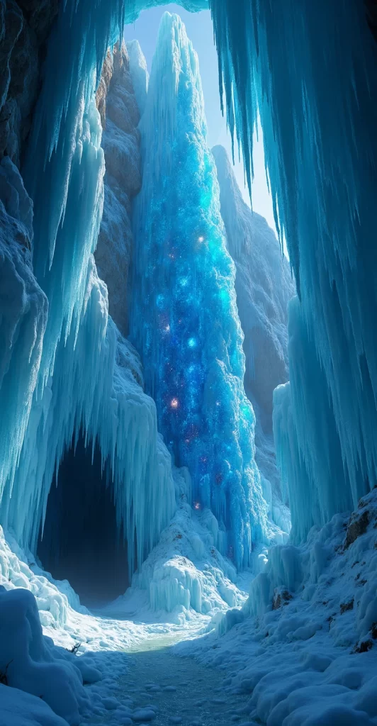 Crisp Ice Cave Blue Crystal Wallpaper in 4K – WALLPAPER