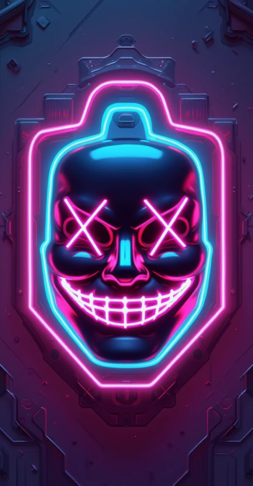 Neon Smile Mask Wallpaper 4K – WALLPAPER